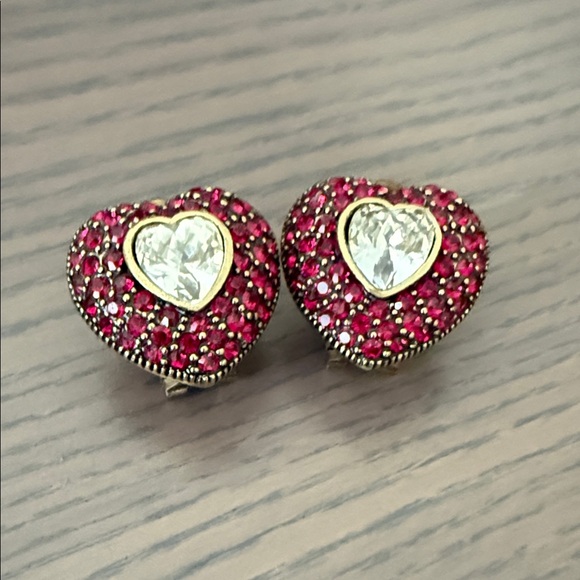 Heidi Daus | Jewelry | Heidi Daus Heartshaped Red And Gold Earrings ...